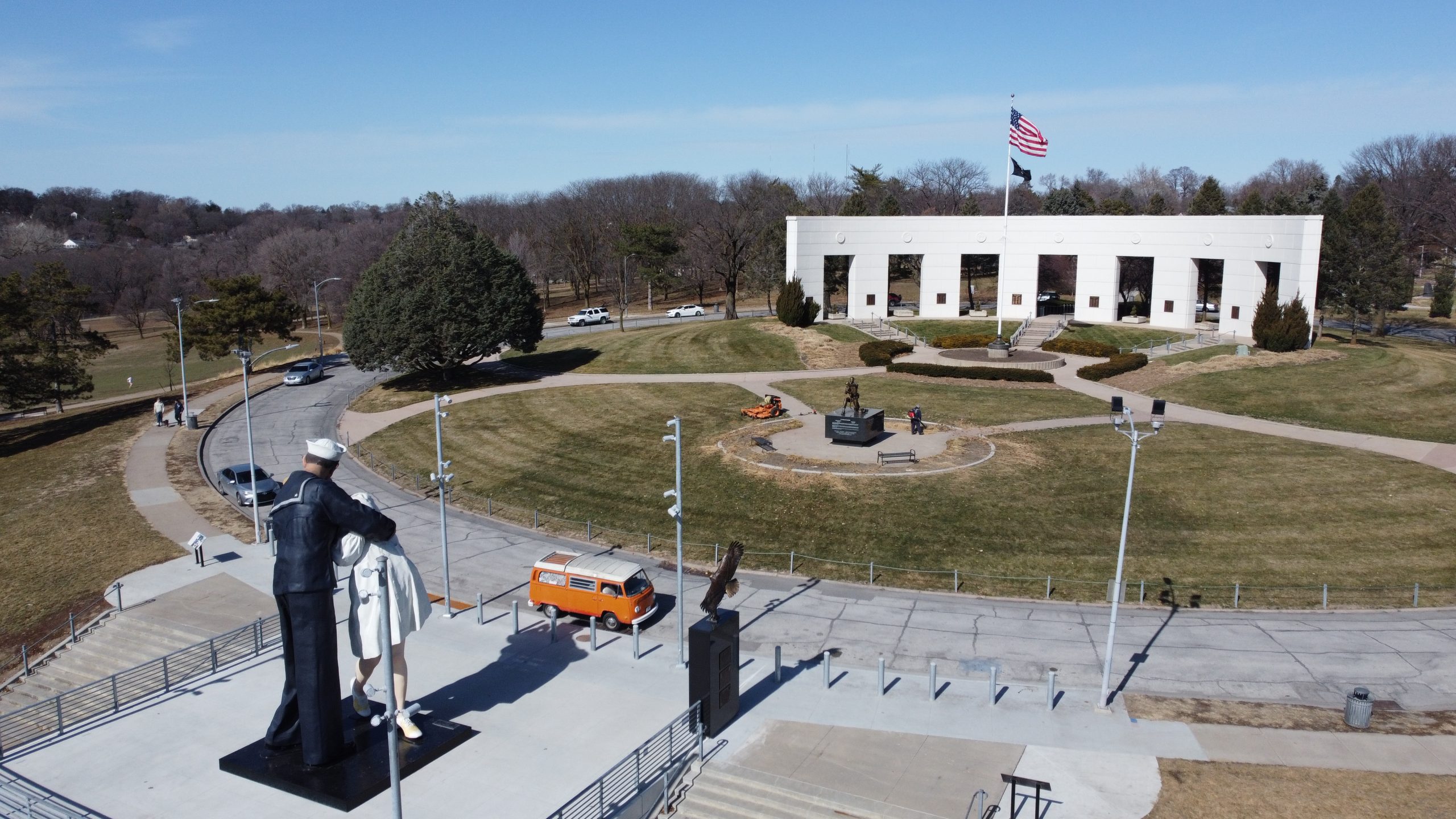 Visiting the Embracing Peace statue at Memorial Park in Omaha